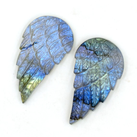 Gemstone Angel Wings Labradorite Carved Wings Pair Angel | Etsy