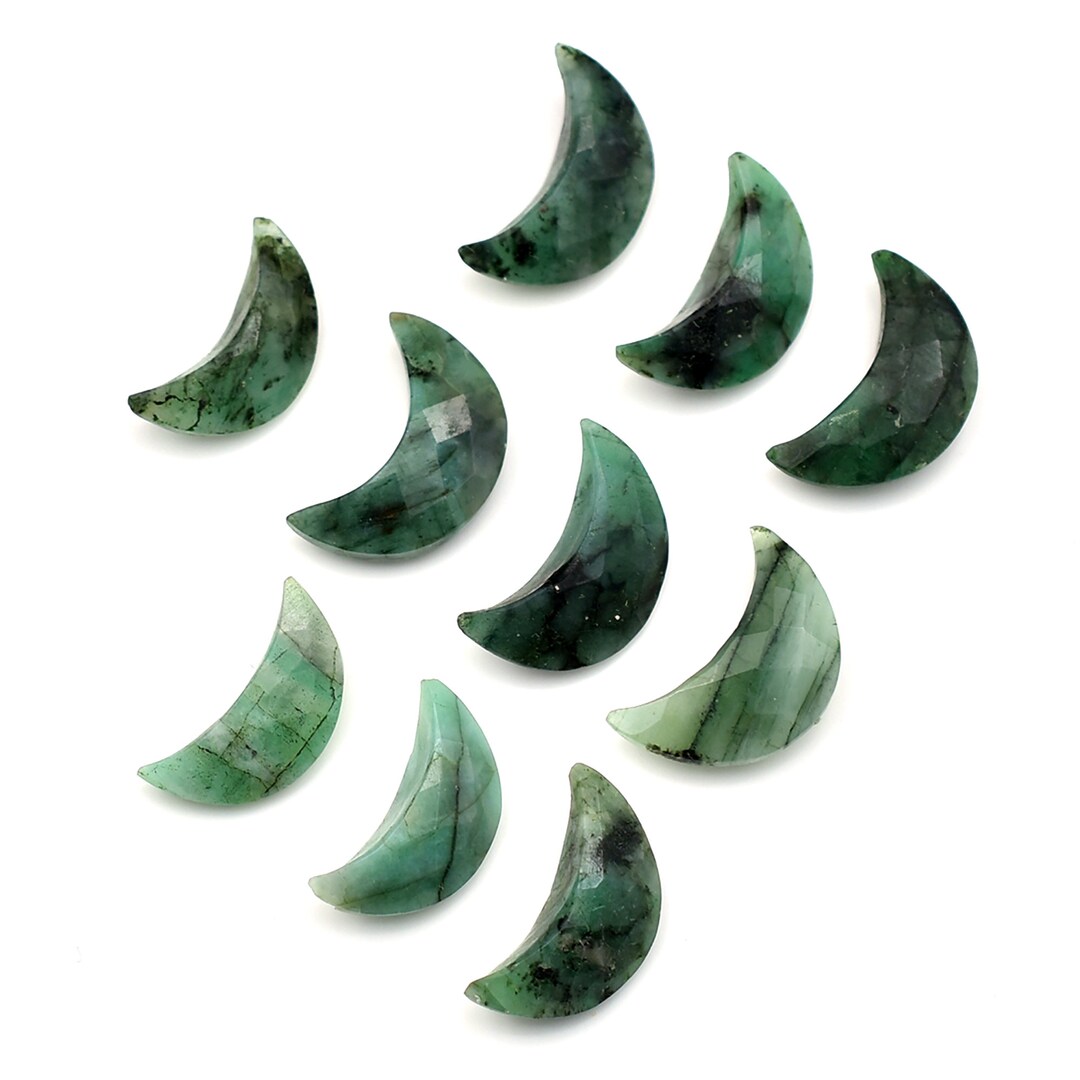 Emerald Gemstone Moon Shape Carving Gemstone 7X18 Mm Crescent Moon Cut ...