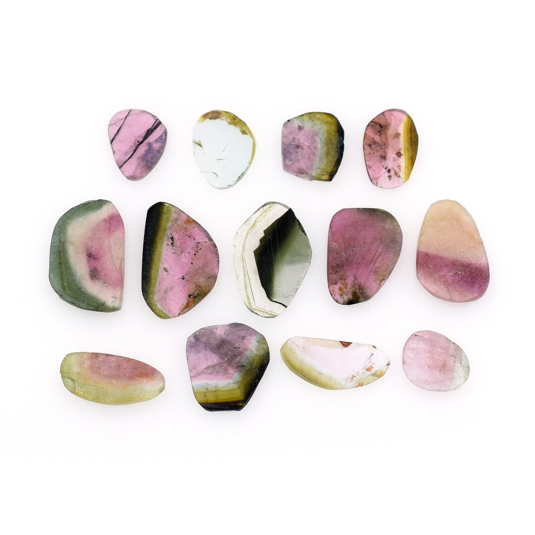 Watermelon Tourmaline Slice Gemstone Mixed Shape Plain Polished Rough ...