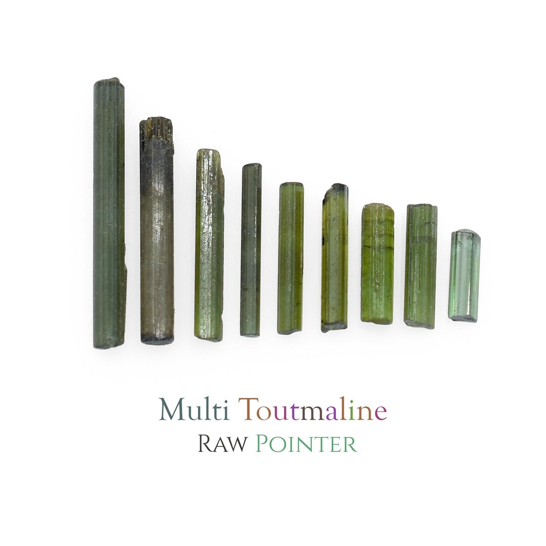 Green Tourmaline Pointer Pencil Loose Gemstone Raw Healing Crystal ...