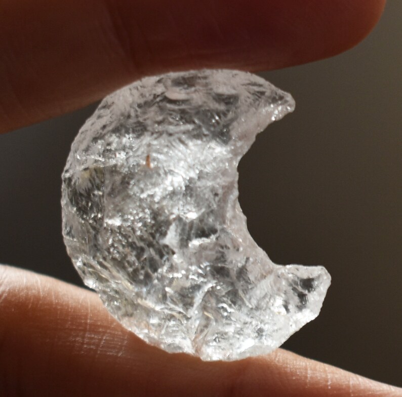 Natural Crystal Crescent Gemstone Crystal Carved Moon - Etsy