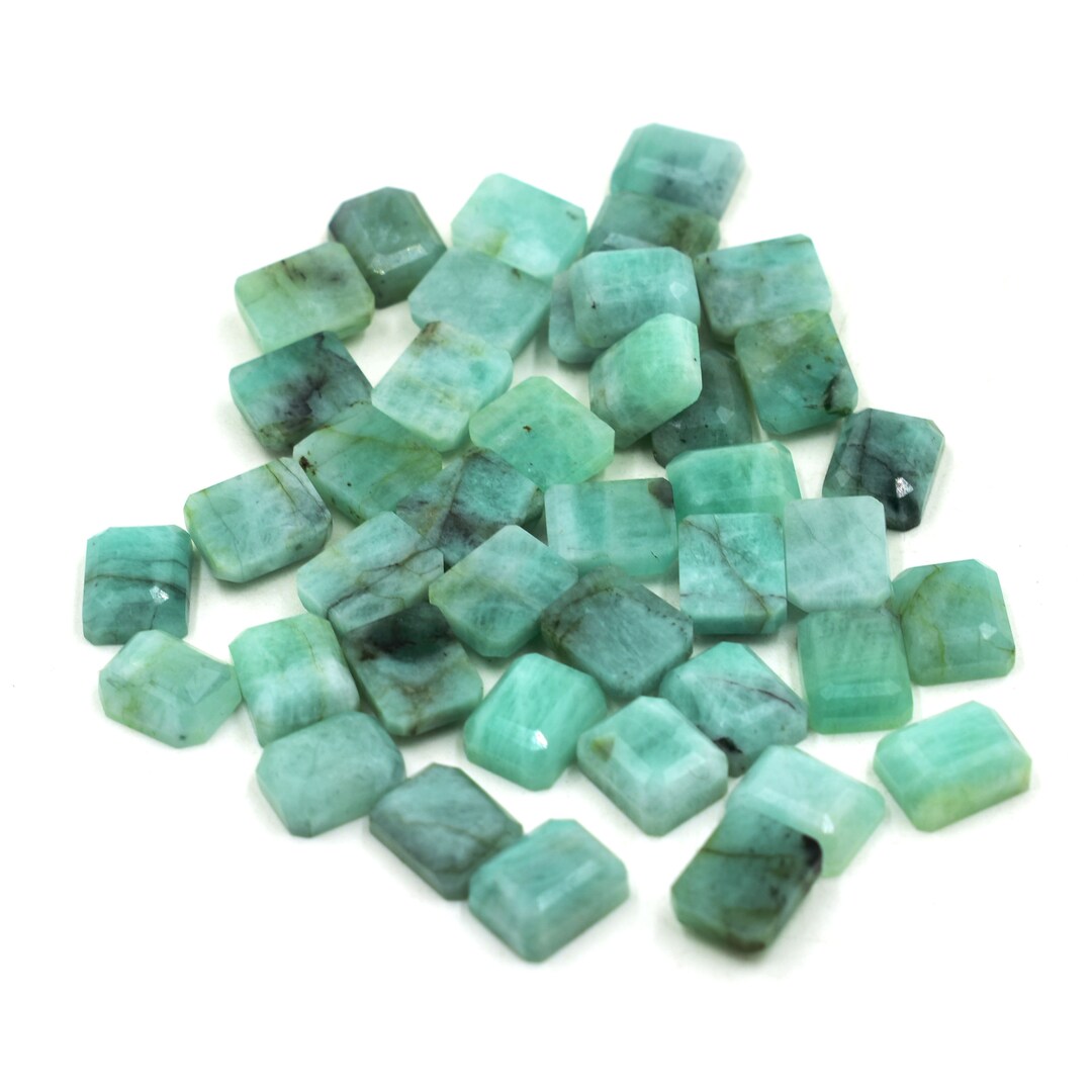Natural Emerald Faceted Octagon Slice Gemstone 8x10 Mm Slice Emerald ...
