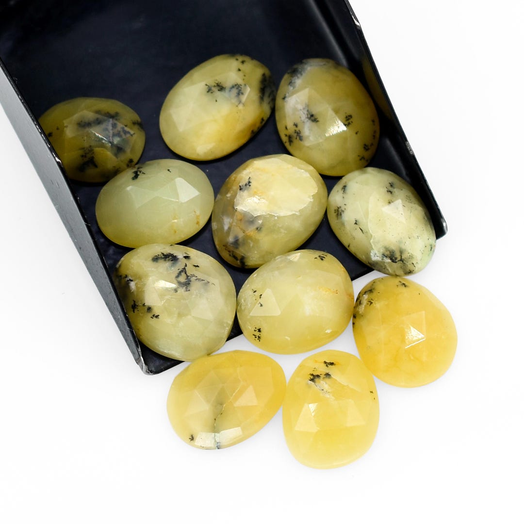 Natural Lemon Dendrite Rose Cuts Loose Gemstone 8X10 to 12X15 Mm Free ...