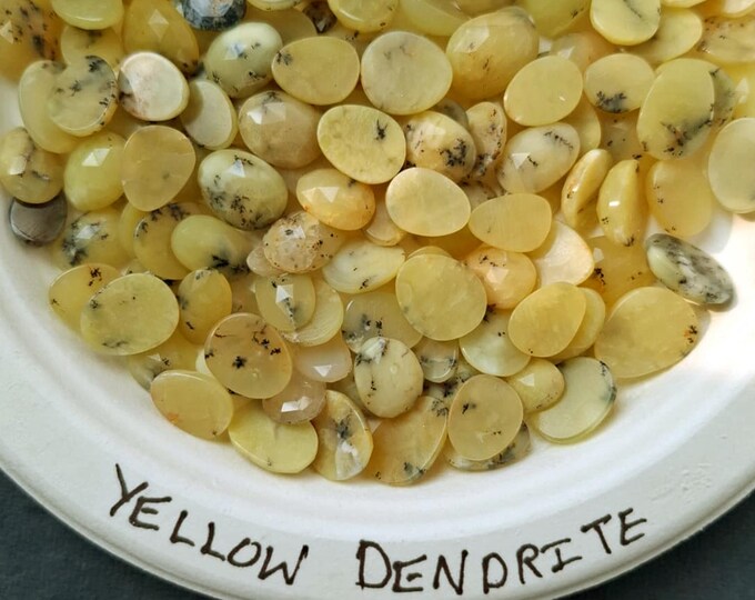 Natural Lemon Dendrite Rose Cuts Loose Gemstone 8X10 to 12X15 Mm Free ...