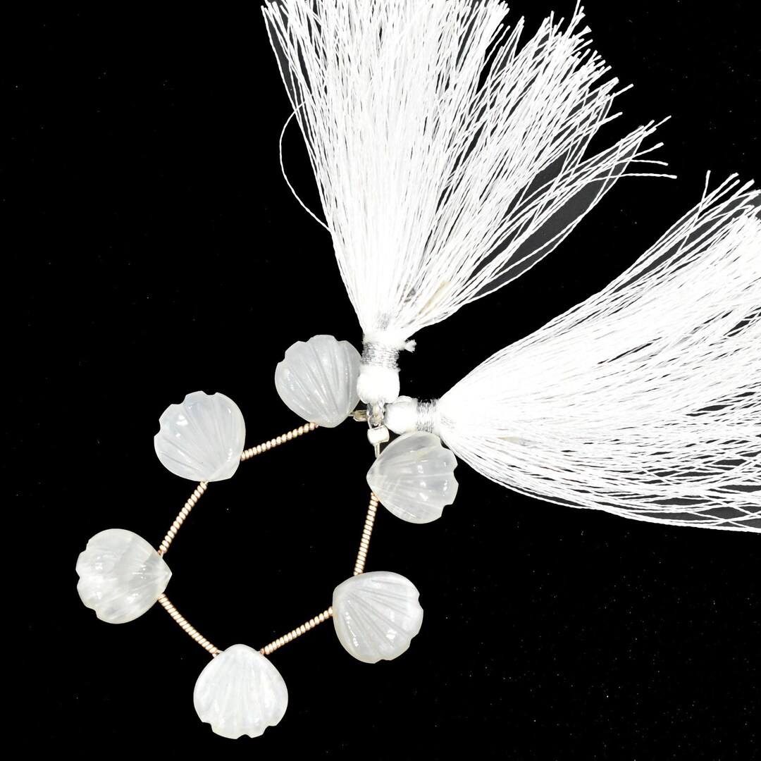 Natural White Moonstone Carving Shell Shape Beads 12 Mm Moonstone Shell ...