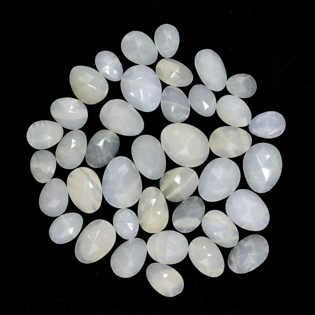 White Moonstone Freeform Rose Cut Faceted Loose Stones 8x10-12x15mm ...