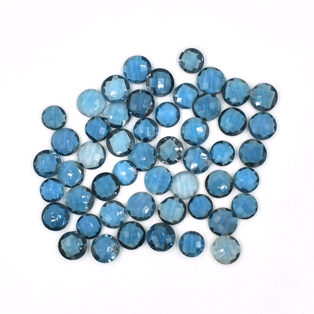Topaze bleue de Londres, pierres précieuses briolette rondes à facettes ...