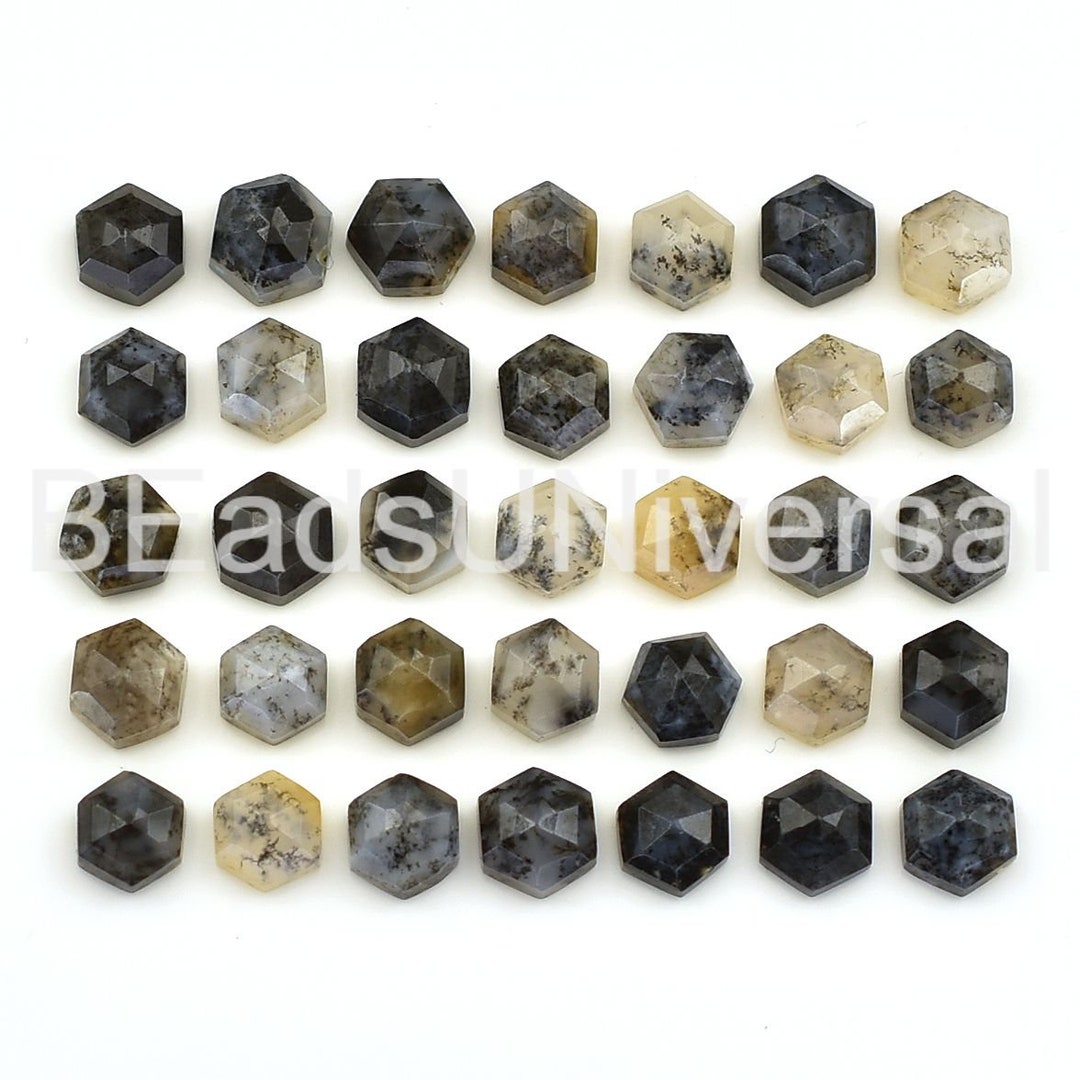Dendritic Agate Hexagon Rose Cut Stone, 6 to 12 Mm Hexagon Shape ...