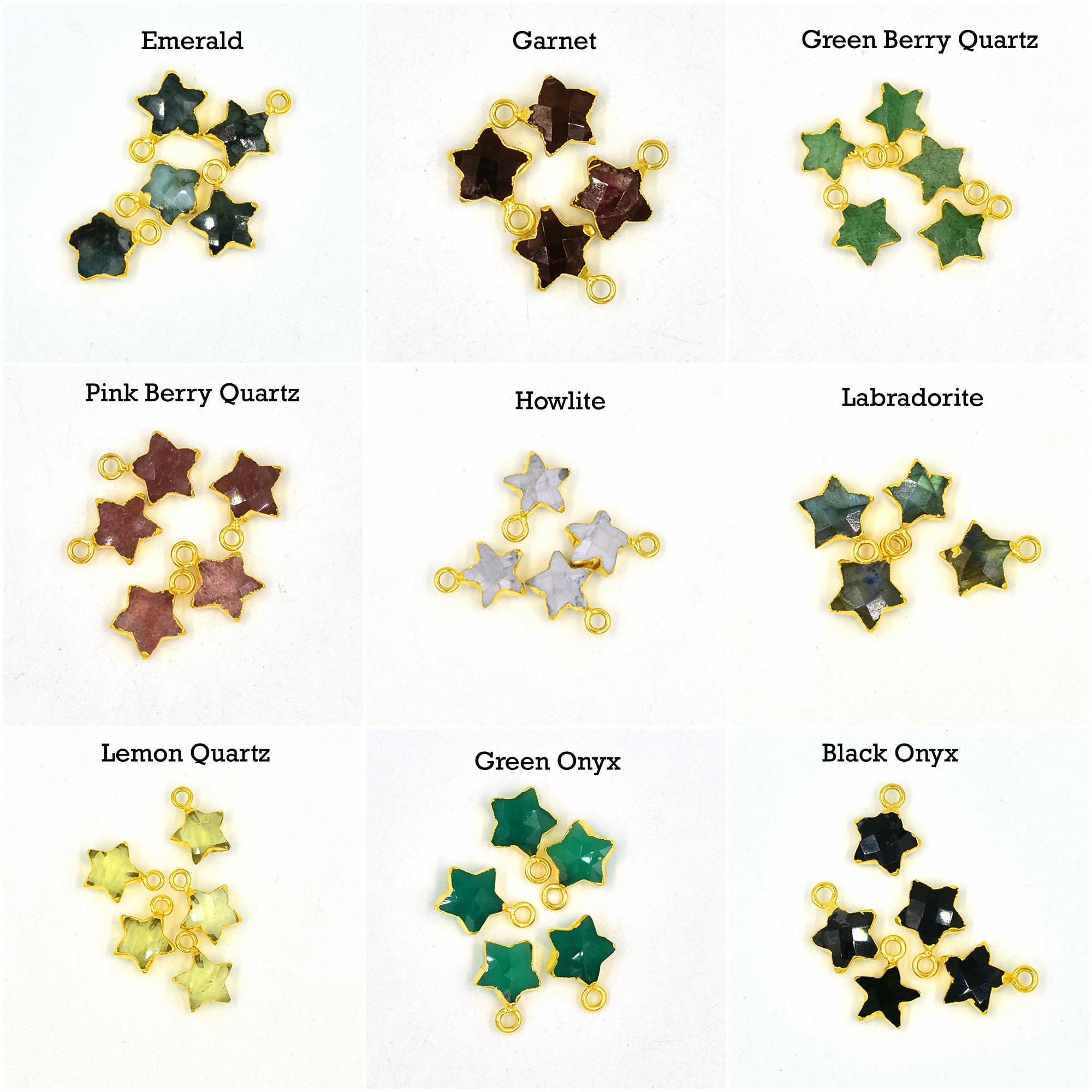 Hand Carved Star Charm Gold Electroplated 10 Mm Stars Connector for ...