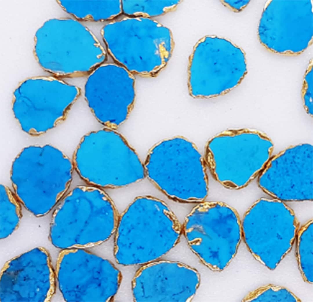 Gold Electroplated Howlite Turquoise Slices Turquoise Pear Gemstone ...