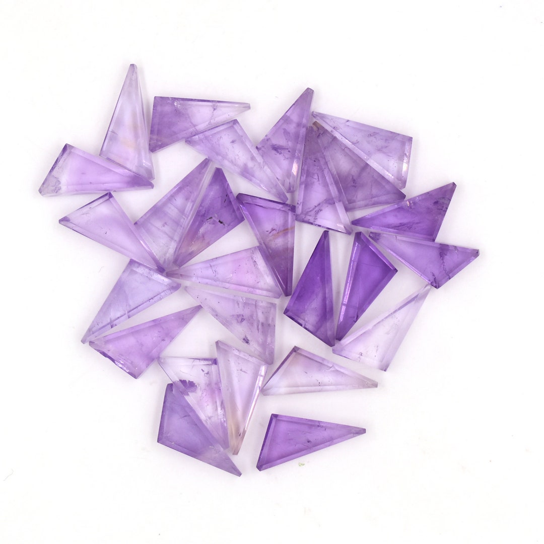 Amethyst Faceted Slice Gemstone Cut Fancy Scalene Triangle Shape Beads ...