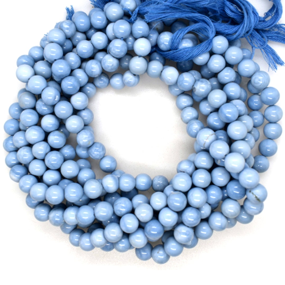 Natural Blue Opal Smooth Round Loose Gemstone Beads 9 Mm to 9.5 Mm Blue ...