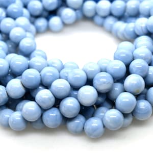 Natural Blue Opal Smooth Round Loose Gemstone Beads 9 Mm to 9.5 Mm Blue ...