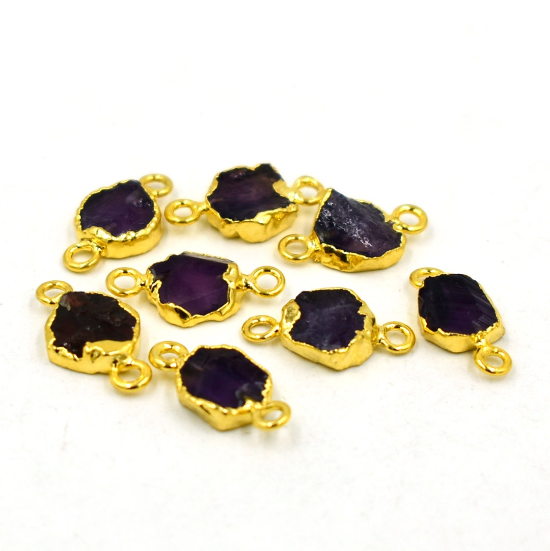 Raw Gemstone Connectors Gold Electroplated Double Bail Lop Connector ...