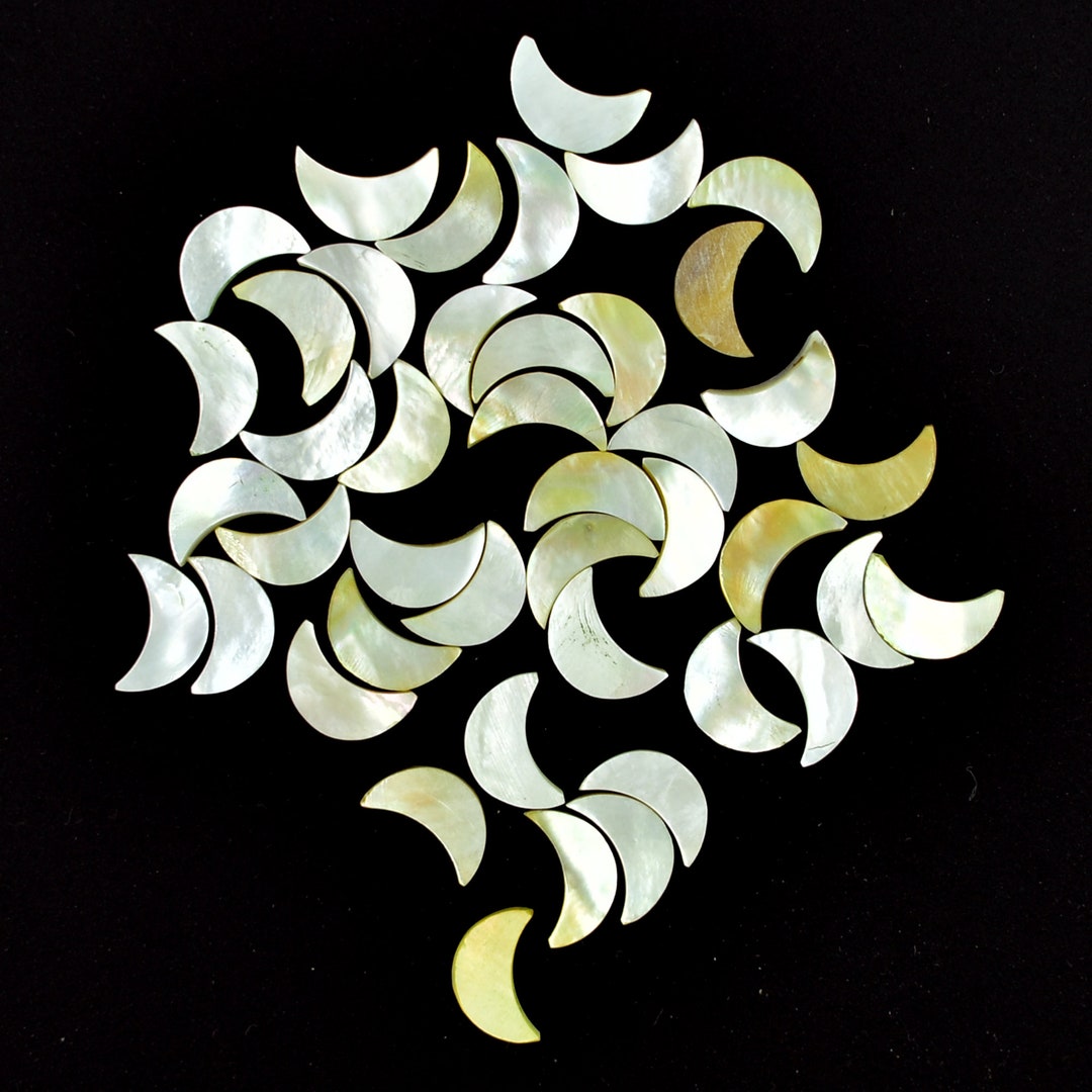 Natural Mother of Pearl Moon Slice, Plain Slice Moon for Jewelry, 7X11 ...