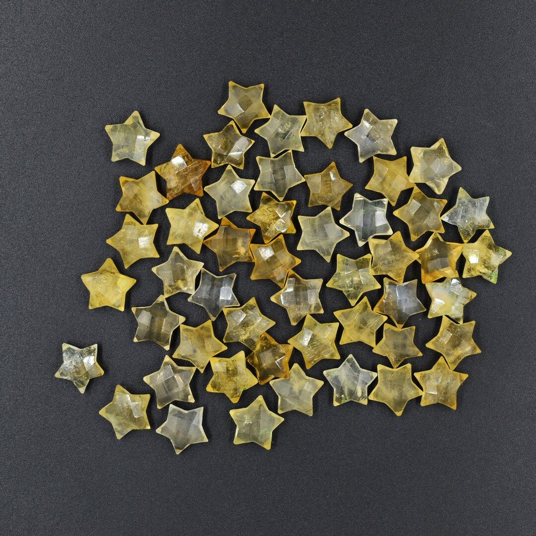 Yellow Citrine Star Carved Loose Gemstone 10 Mm Faceted Cut Briolette ...