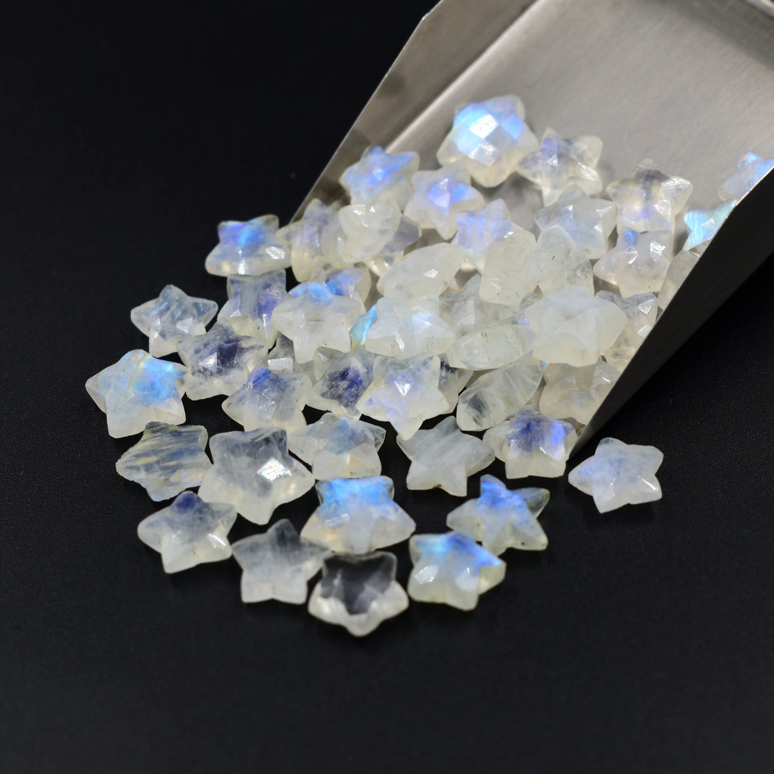 Flashy Rainbow Moonstone Star Shape Stone Faceted Star Carved - Etsy