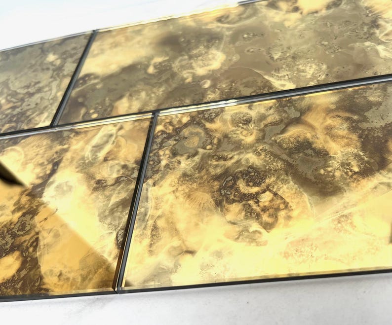 Gold Antique Mirror Tile 4x8: Straight Edge Glass Backsplash, Arts ...