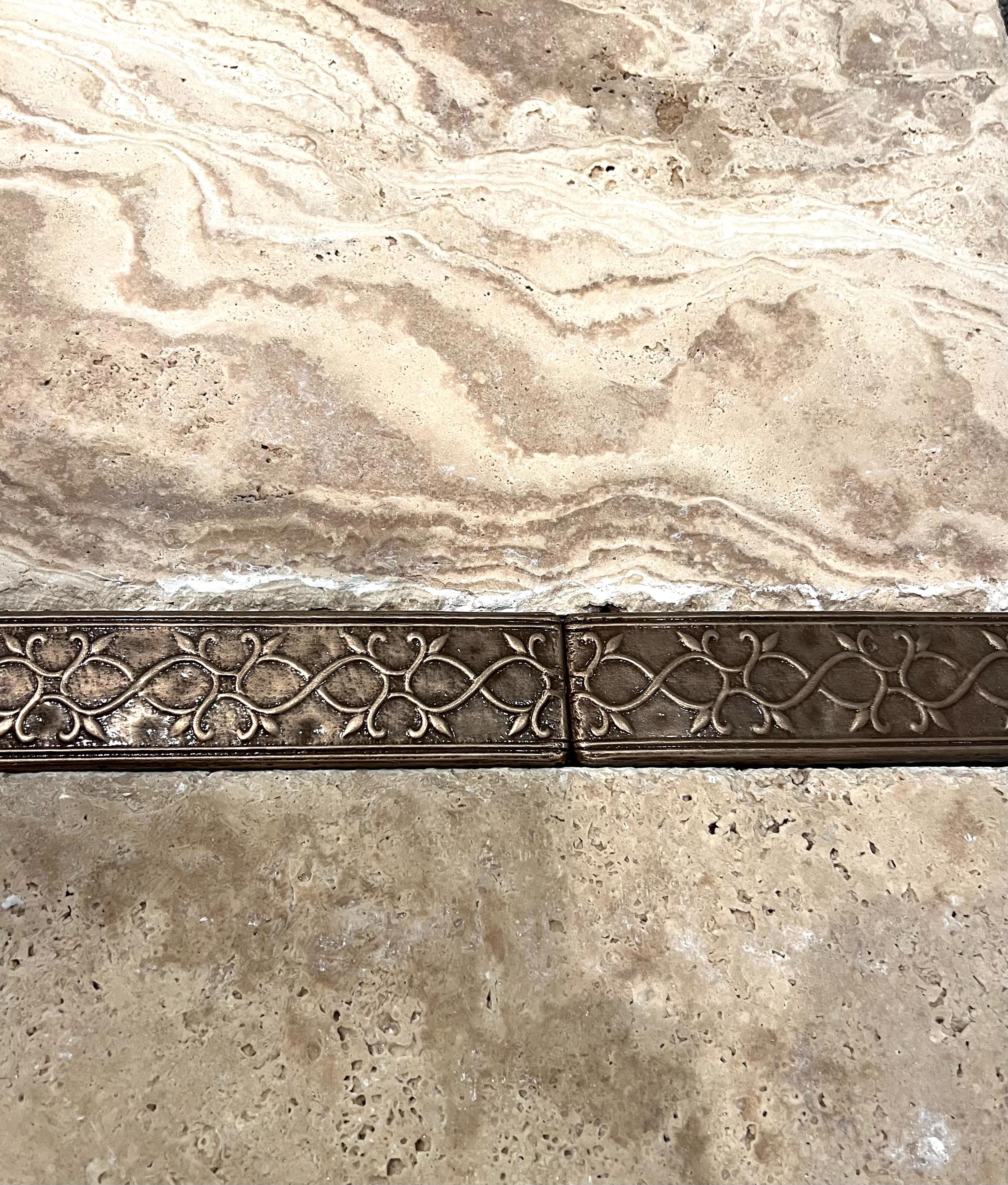 2x8 Floral Bronze Metallic Resin Home Décor Metal Wall Art Listello ...