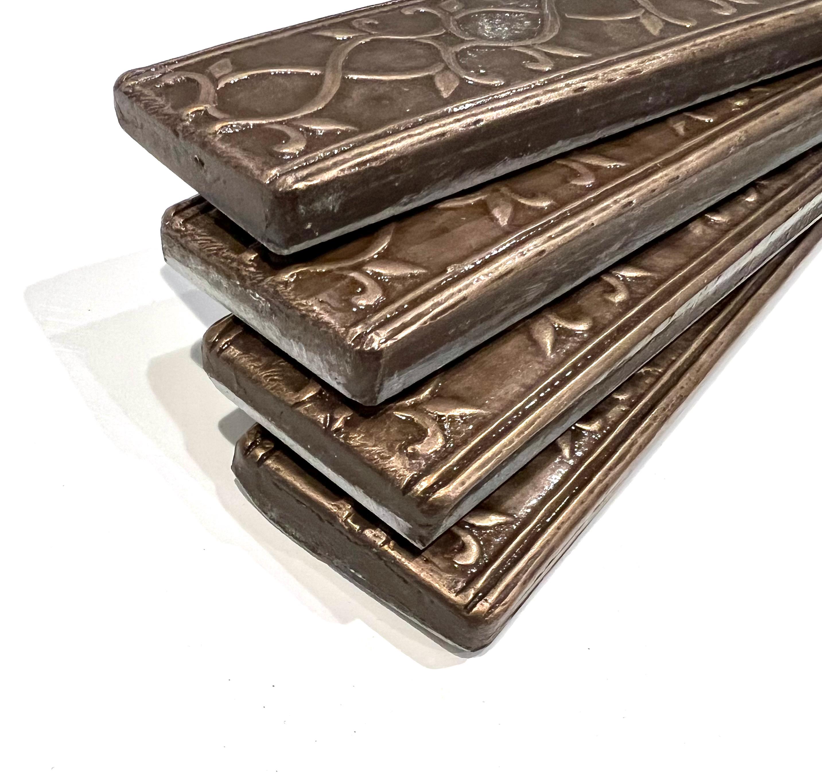 2x8 Floral Bronze Metallic Resin Home Décor Metal Wall Art Listello ...