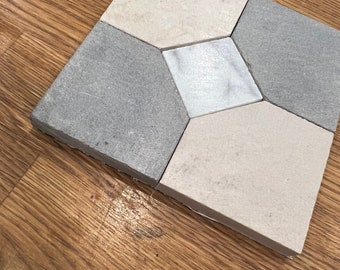 6x6 Manolo Collection Marble Decorative Tile With Blue Floral - Etsy