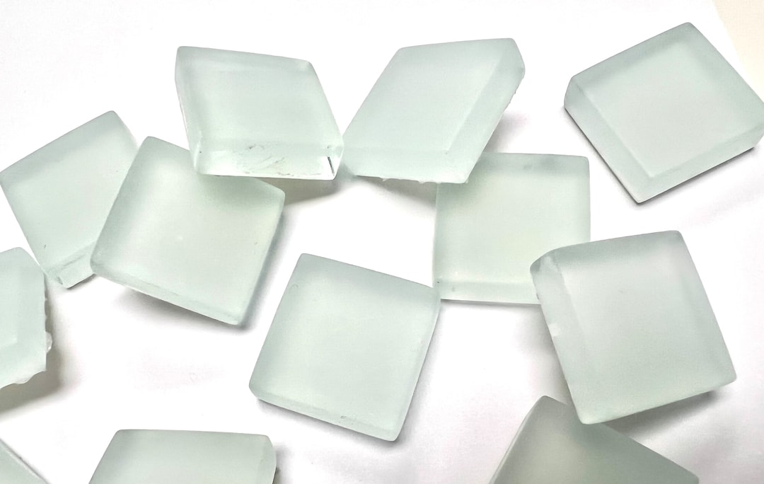 Frosted Glass Mosaic Tiles: Ocean Breeze Blue, Matte Finish (set of 15 ...