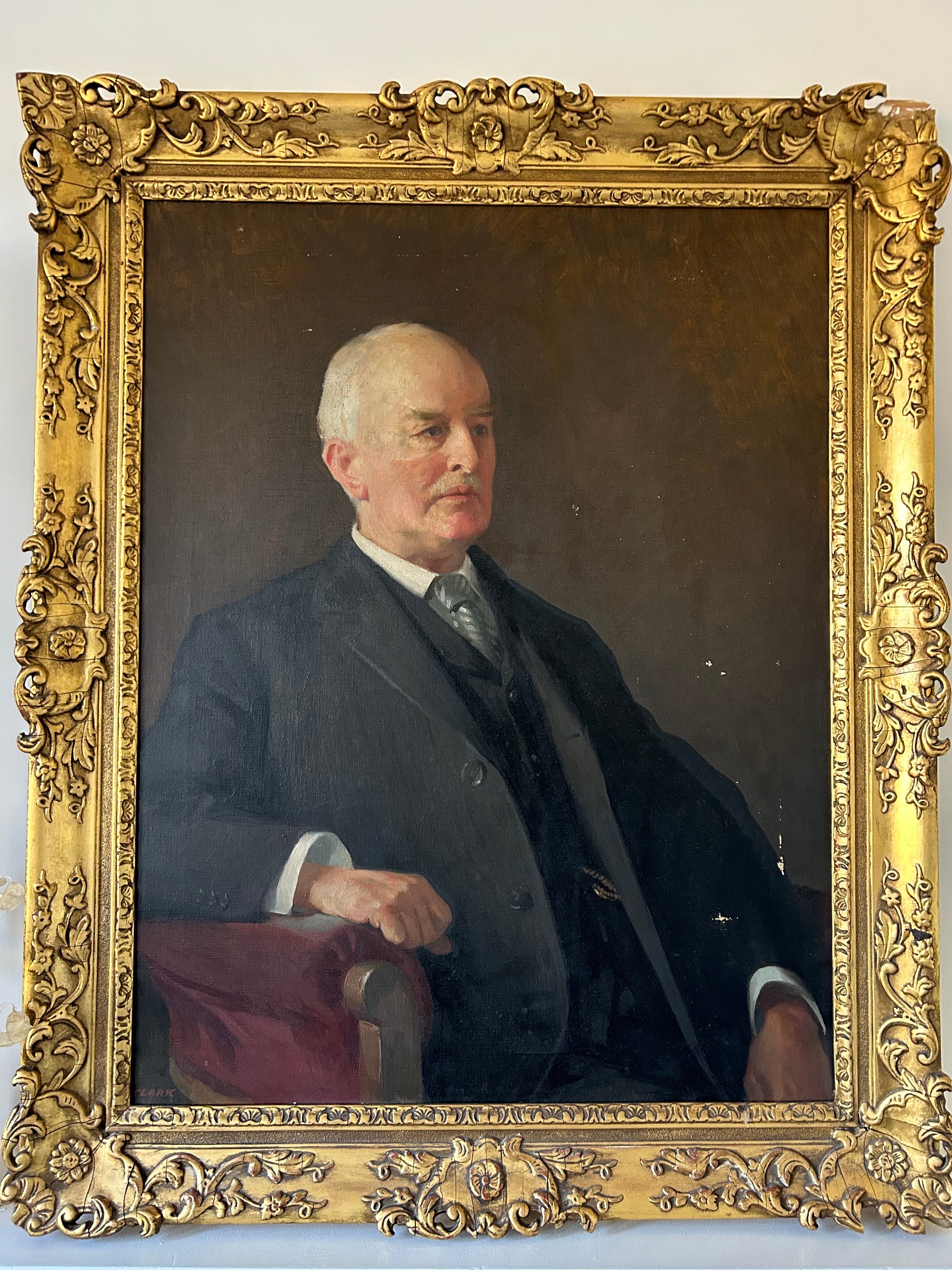 Very Large Antique Vintage Oil Painting Gentleman Portrait Man Retro ...