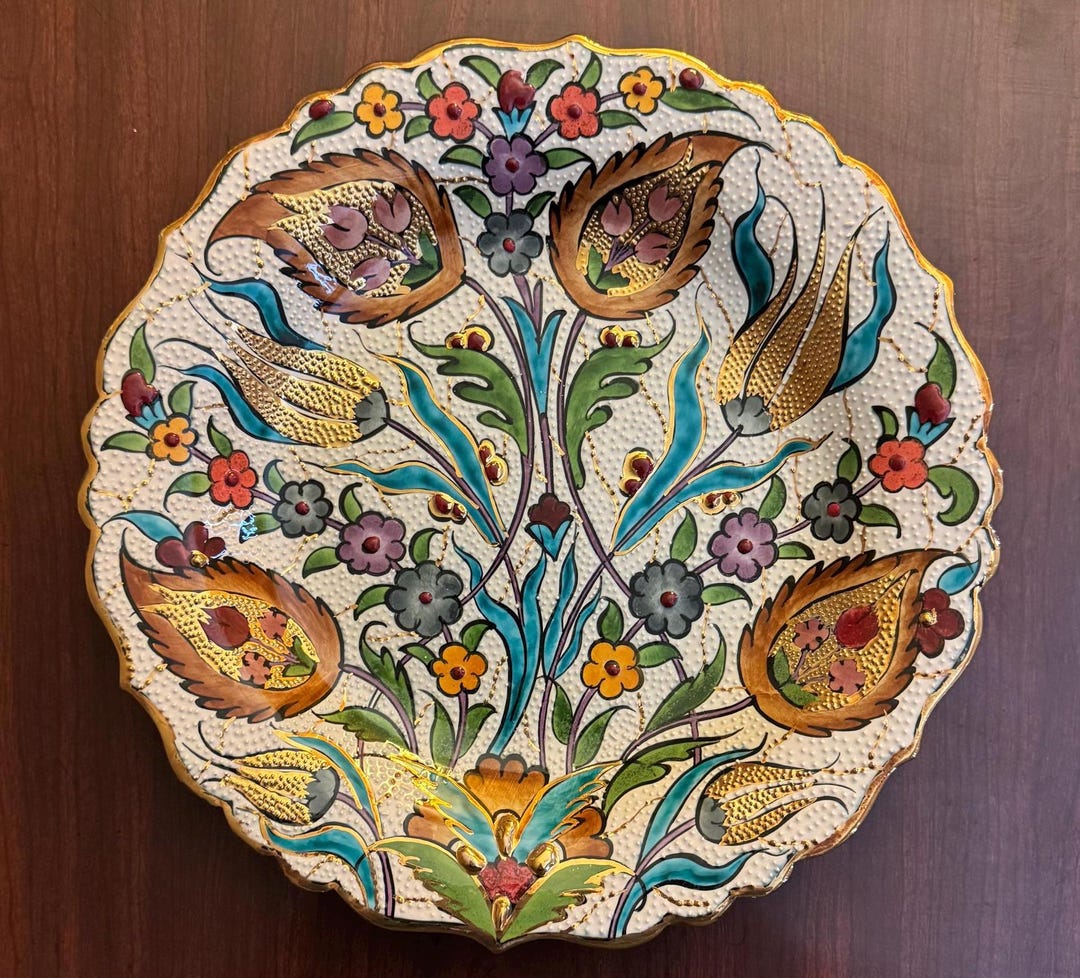 12" Decorative Wall Hanging Plate Turkish Wall Plate Art Gold Plated - Etsy