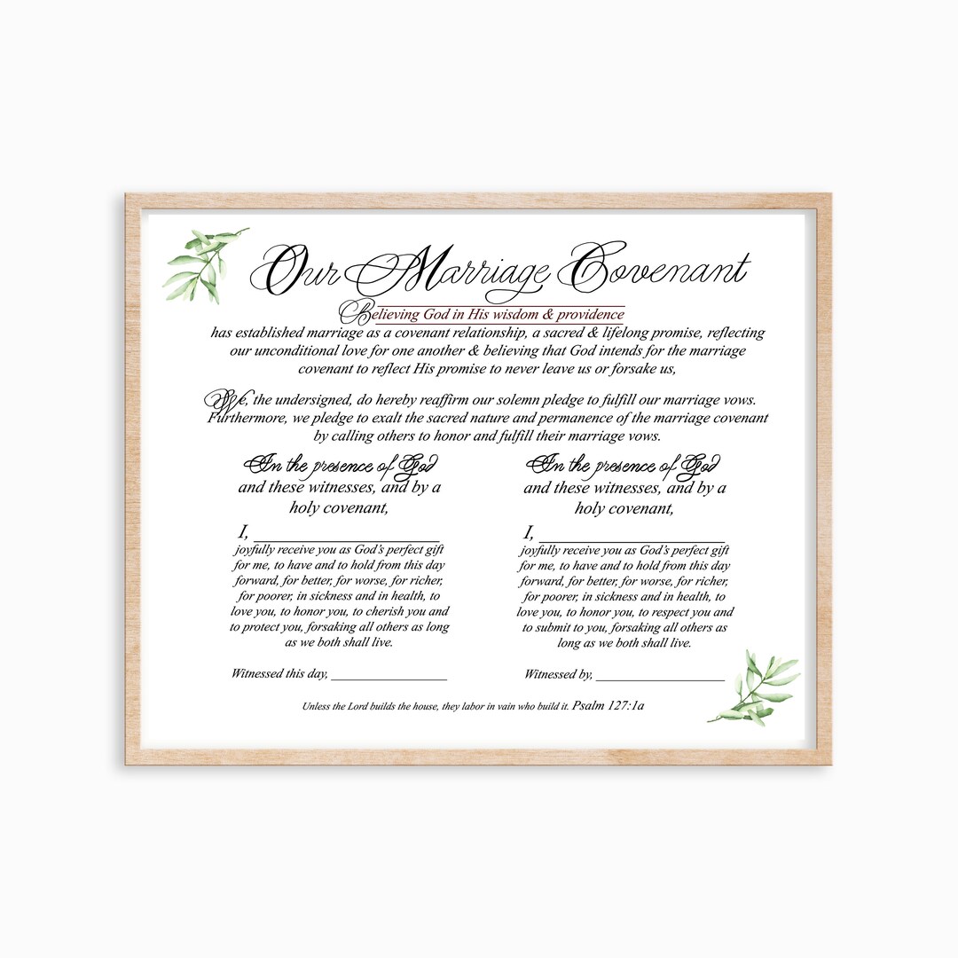 Marriage Covenant WITH GREENERY - Instant Dowload - Etsy