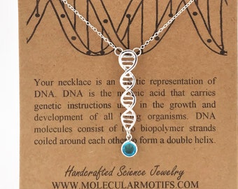 DNA Pendant Custom Birthstone Charm-Hand Made DNA | Etsy