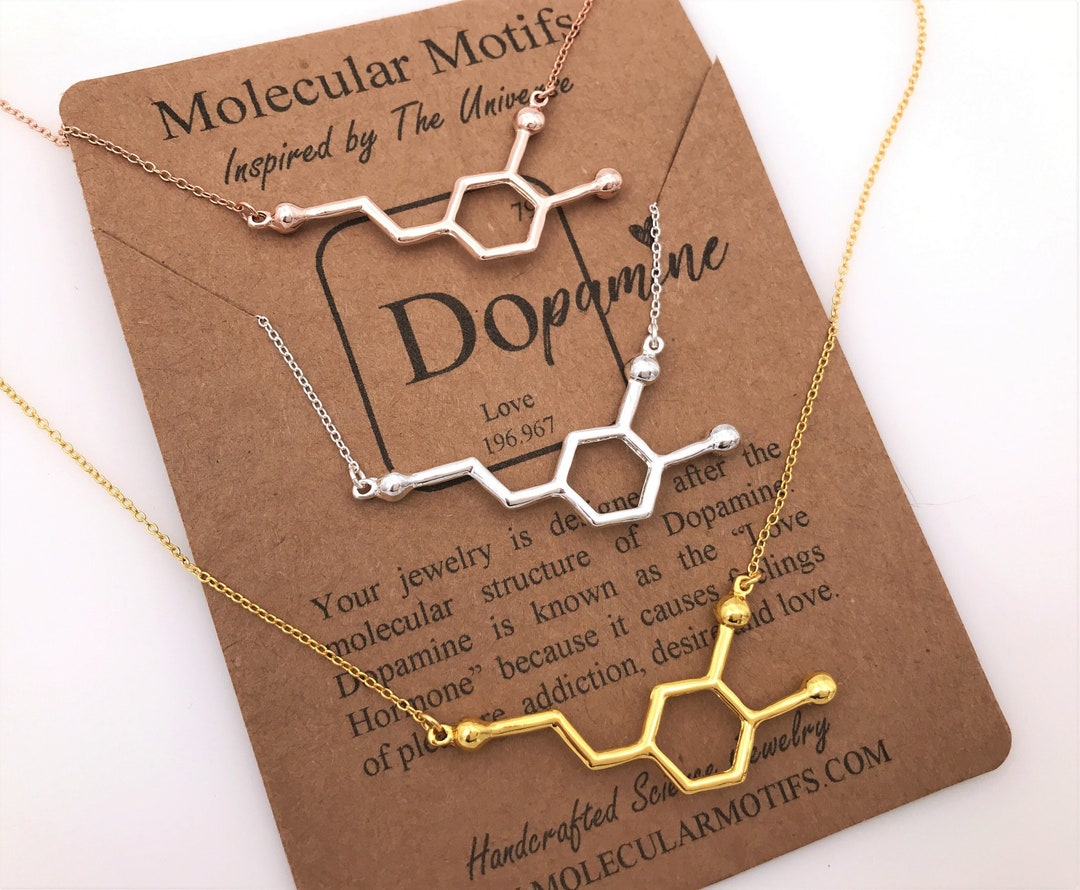 Dopamine Molecule Necklace Big Size 2",love& Pleasure Molecule Necklace,handcrafted Science ...