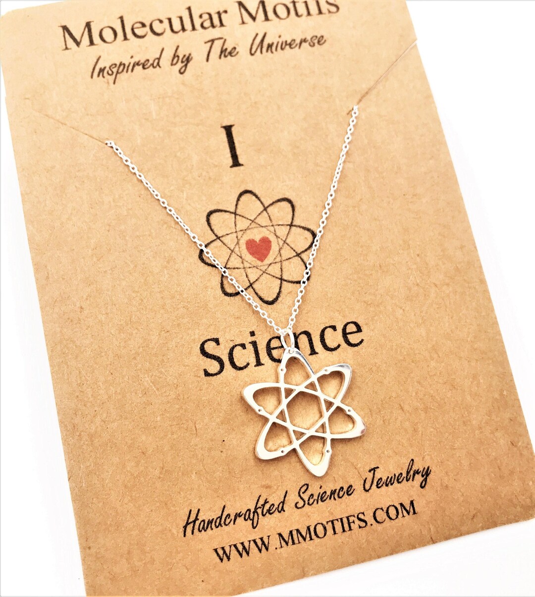Atom Pendant Necklace: Science Jewelry, Sterling Silver Chain - Etsy