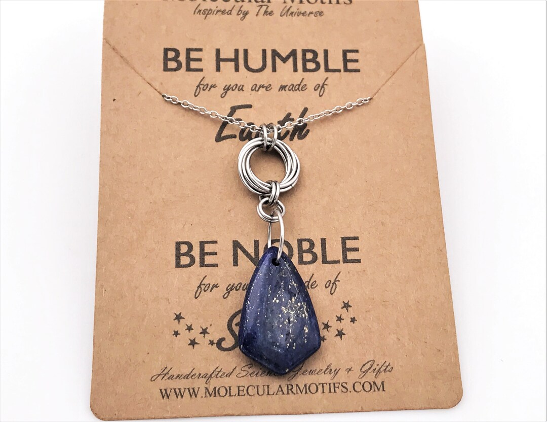 Lapis Lazuli Shield Pendant Necklace, Handmade Stainless Steel Infinity ...