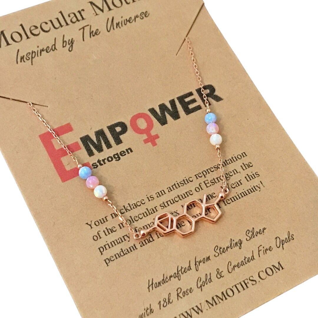 Sterling Silver Estrogen Hormone Molecule Necklace | Custom Gemstone ...