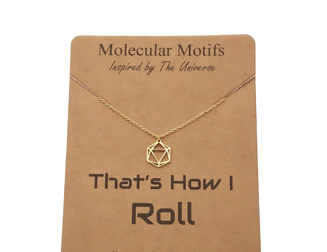 Gold D20 Necklace: Sterling Silver Chain, Gamer Dice Pendant - Etsy