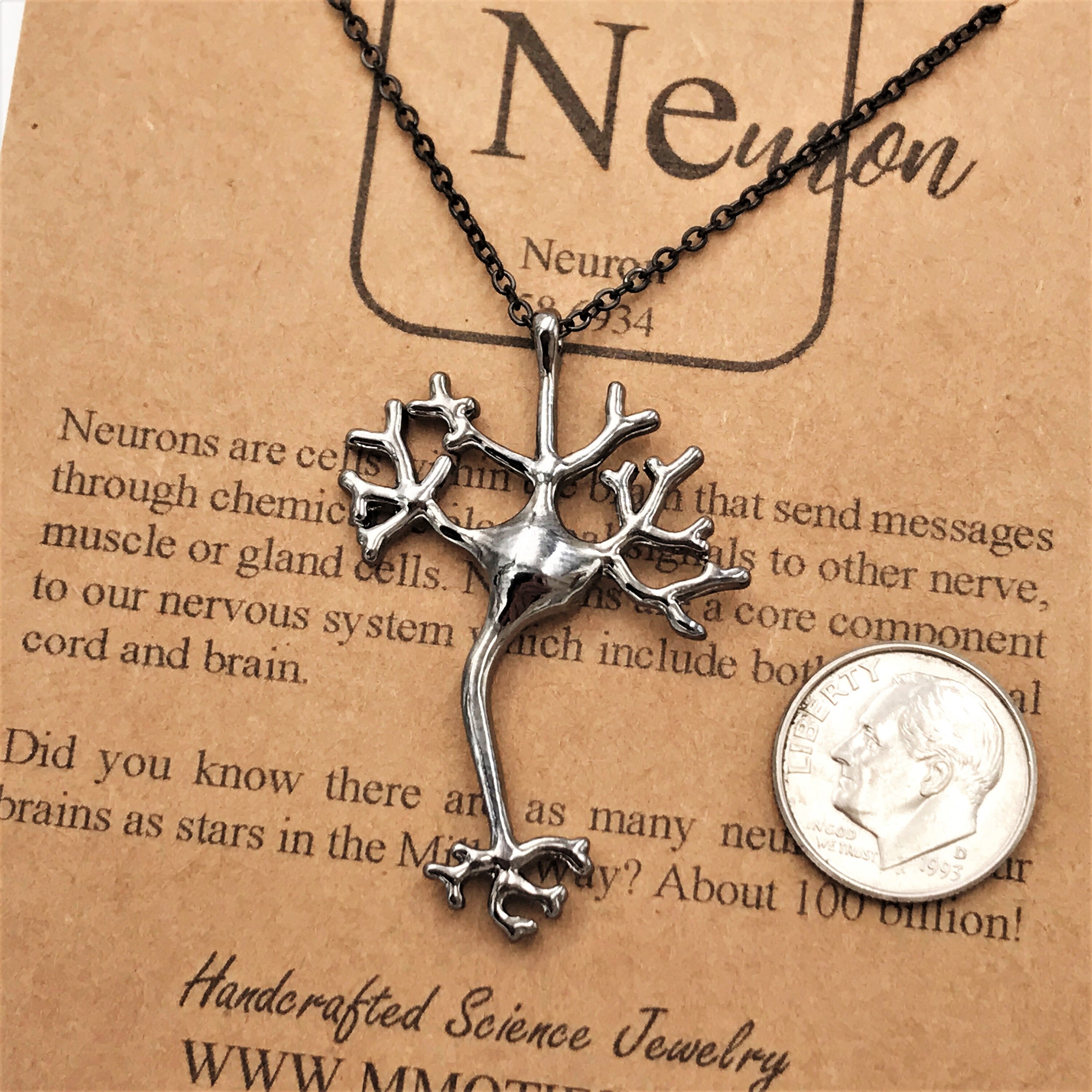 Neuron Necklace in Black Chrome women in Stem-tree of | Etsy