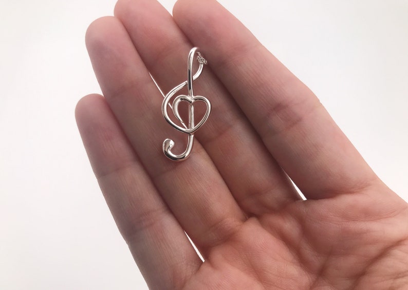 Sterling Silver Treble Clef Pendant Necklace | Handmade Music Jewelry ...