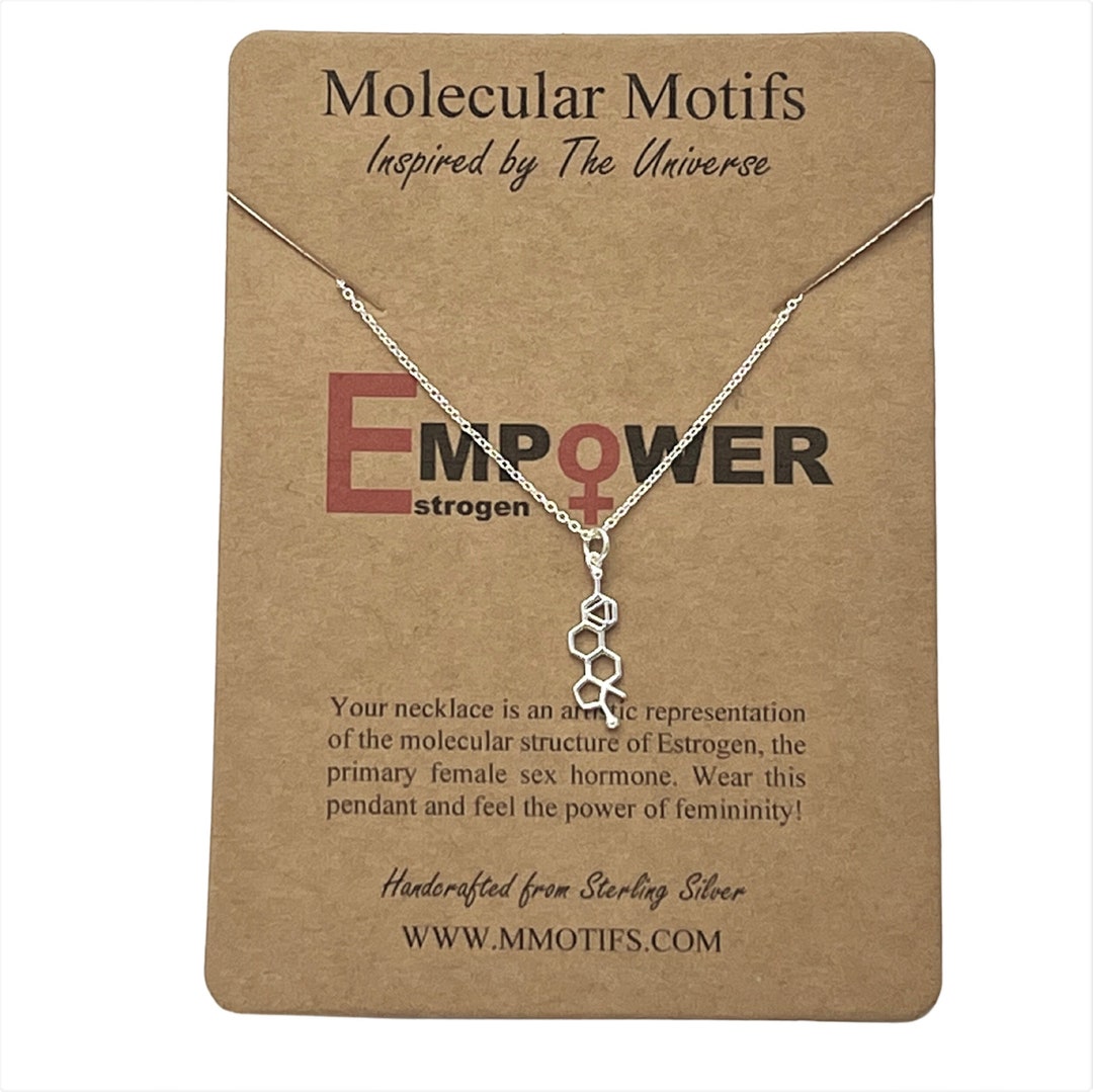 Sterling Silver Estrogen Hormone Molecule Necklace,feminine Power ...