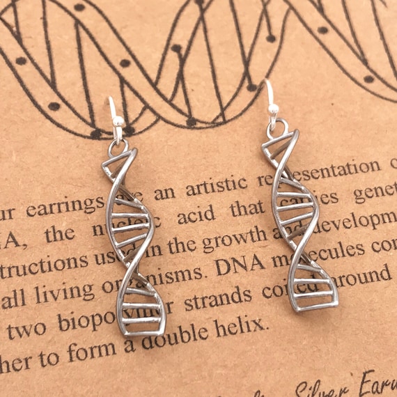 DNA Earrings-sterling Silver Earwires-18k Rose Gold 18k Gold | Etsy