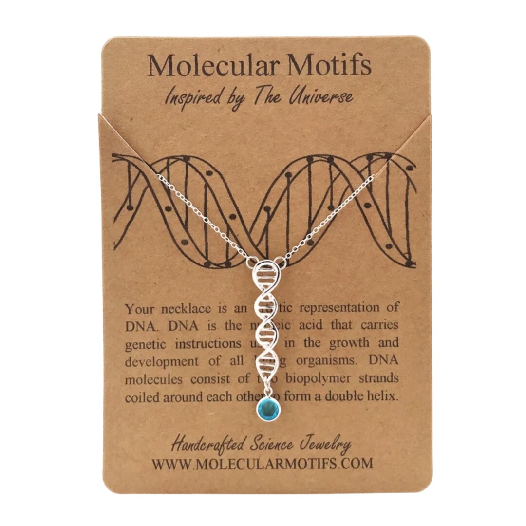 Sterling Silver DNA Double Helix Pendant Necklace, Birthstone Charm - Etsy