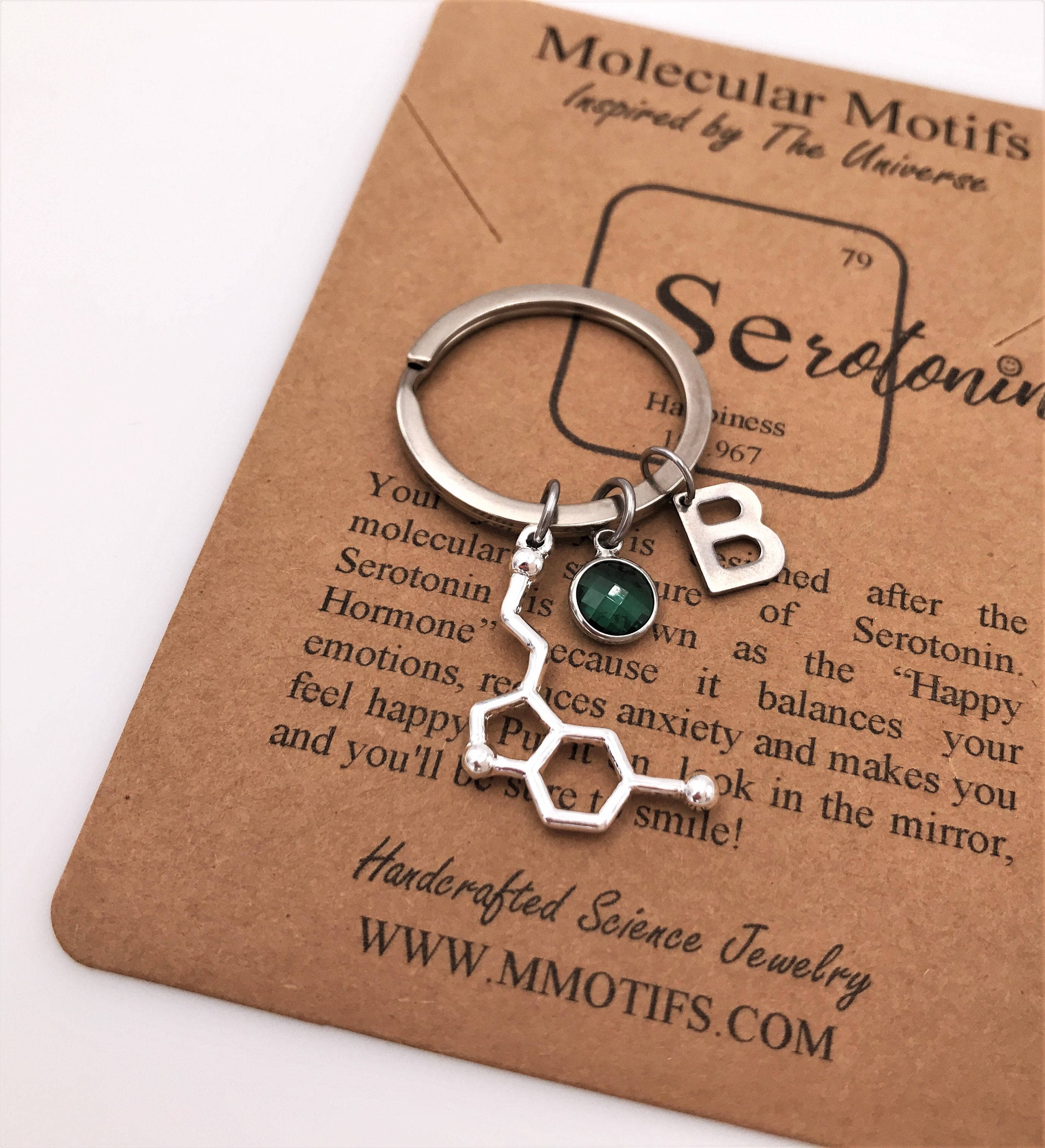 Serotonin Happiness Molecule Keychain- Birthstone Charm-letter Charm ...