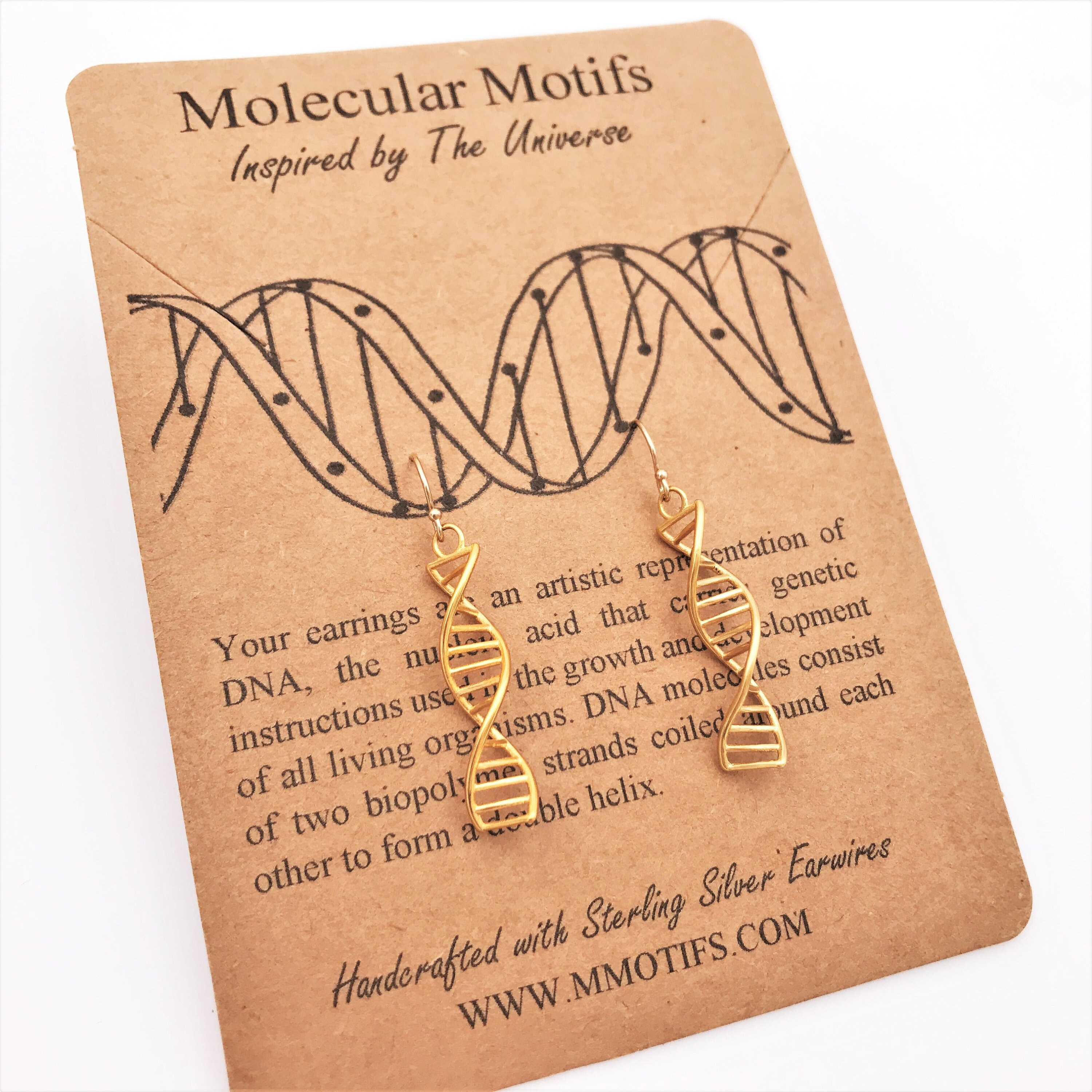 DNA Earrings-Sterling Silver Earwires-18k Rose Gold 18k Gold | Etsy