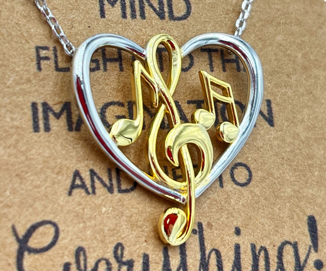 Two Tone Music Heart Pendant for Teachers,graduation Gift,music Jewelry ...
