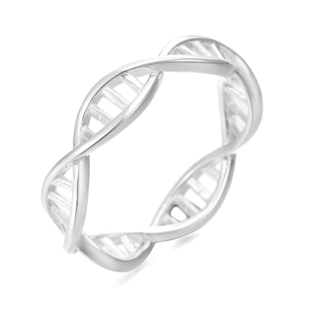 Sterling Silver DNA Ring: Genetics Double-helix Band Style Ring ...