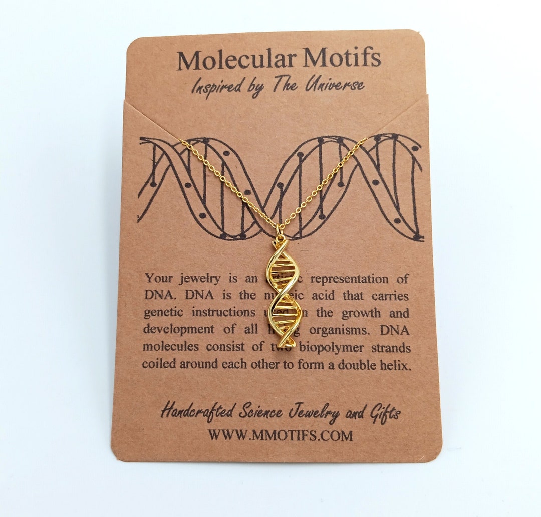 18k Gold Style DNA Double Helix Pendant Necklace,genealogy Genetics ...
