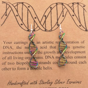 DNA Earrings-sterling Silver Earwires-18k Rose Gold 18k Gold Finish-dna ...