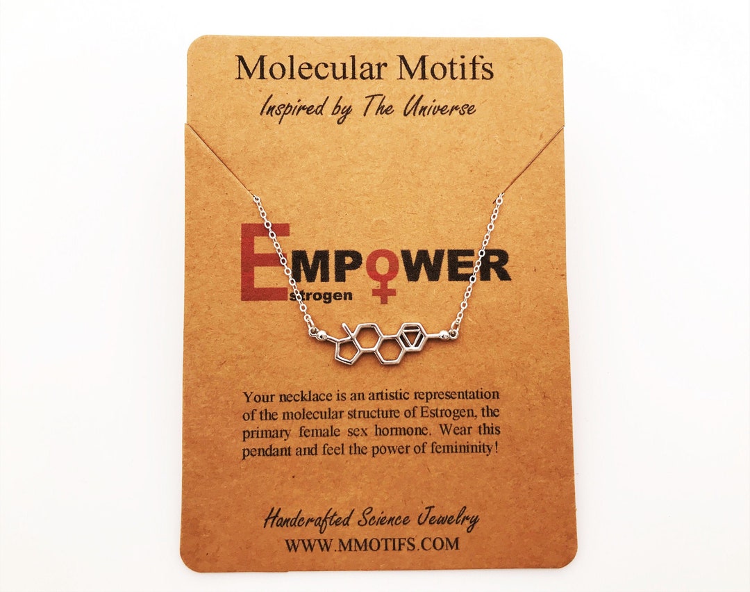 Sterling Silver Estrogen Molecule Necklace-science Gift Steminist ...
