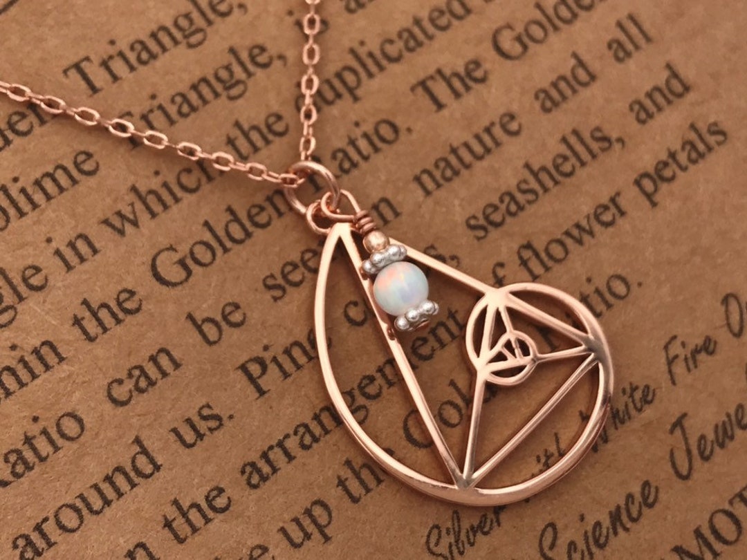 Sterling Silver Fibonacci Pendant Necklace: Fire Opal Charm, Sacred ...