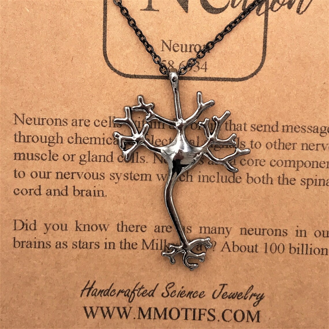 Neuron Necklace in Black Chrome women in Stem-tree of | Etsy