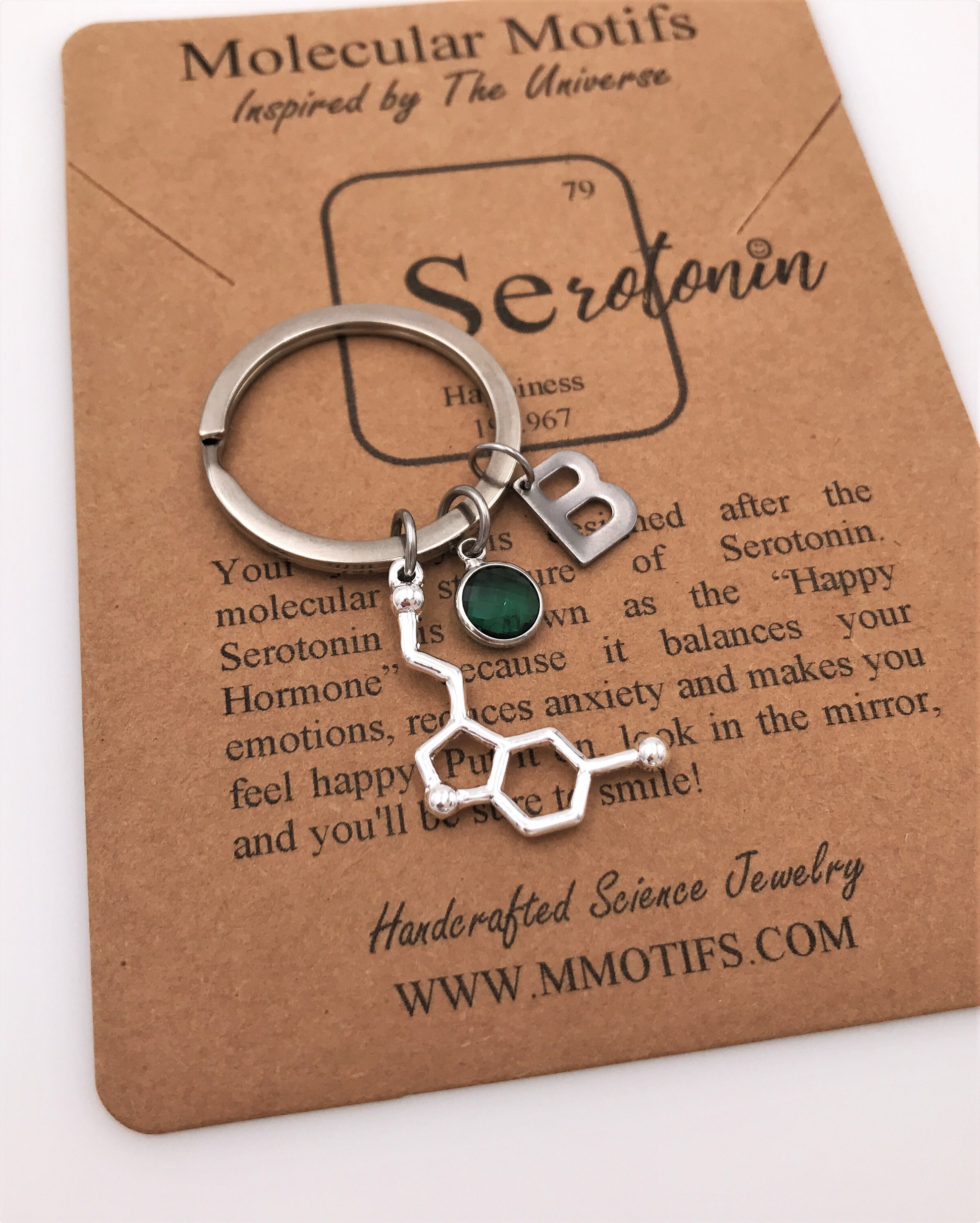 Serotonin Happiness Molecule Keychain- Birthstone Charm-letter Charm ...